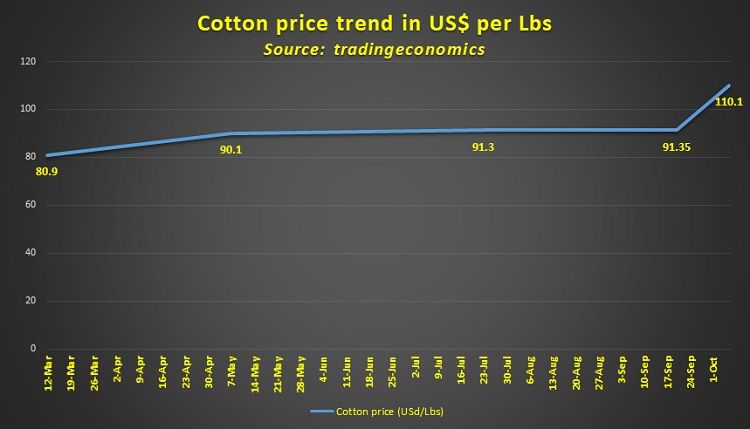 Cotton price hits all-time high