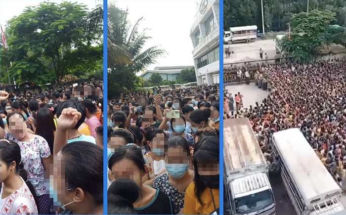Yangon's garment factory workers strike for their basic rights